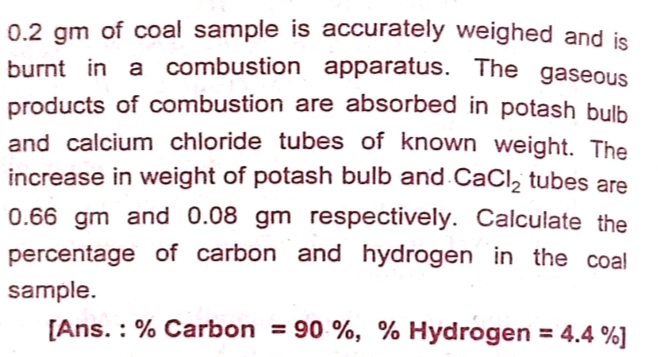 02 gm of coal sample is accurately weighed | StudyX