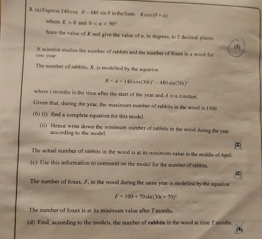 3 (a) Express 140 cos - 480 sin in the | StudyX