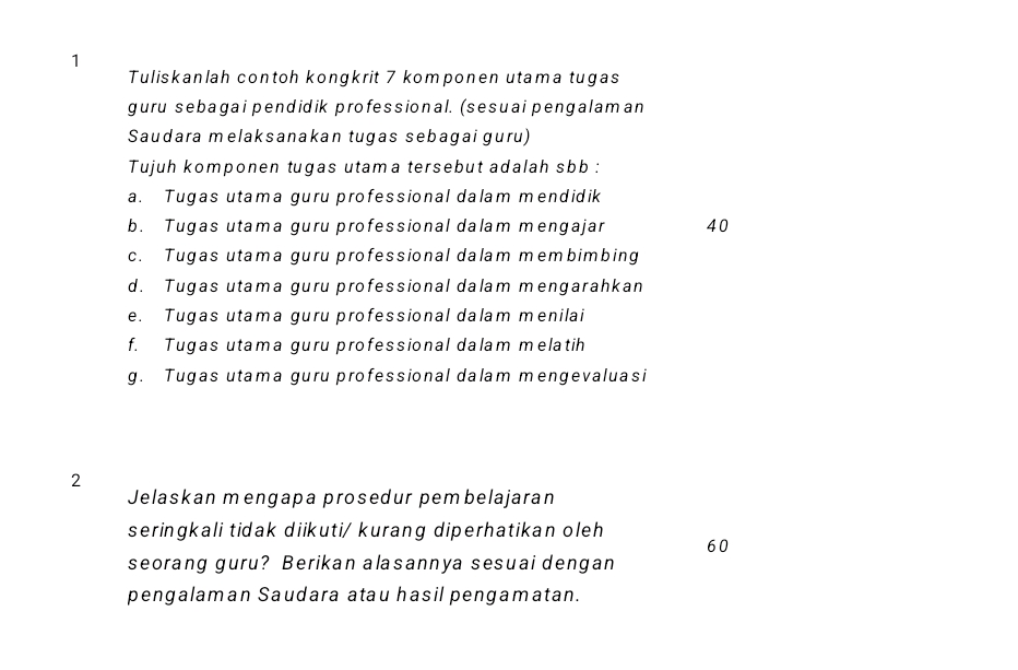 1 Tuliskanlah contoh kongkrit 7 komponen | StudyX