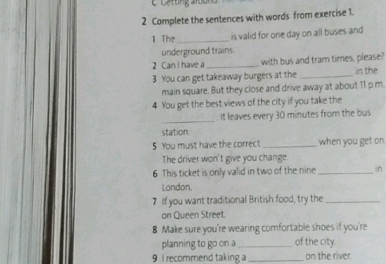 2 Complete the sentences with words from | StudyX