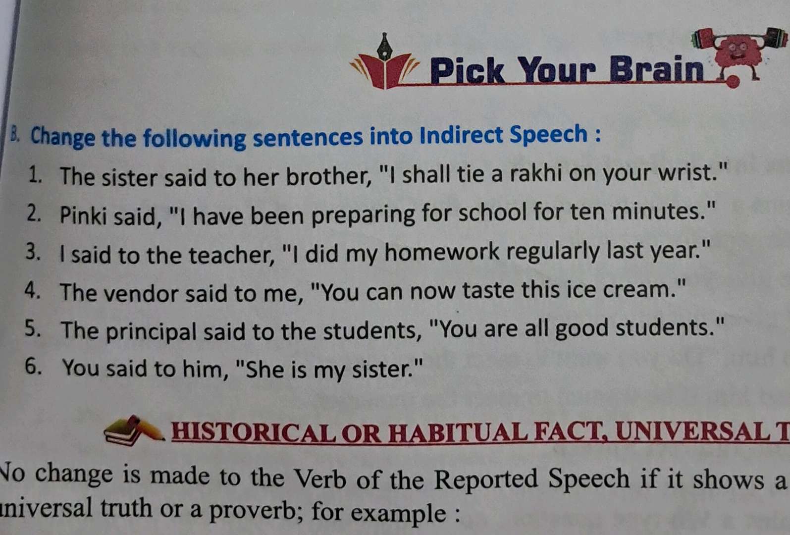 Pick Your Brain B Change the following | StudyX