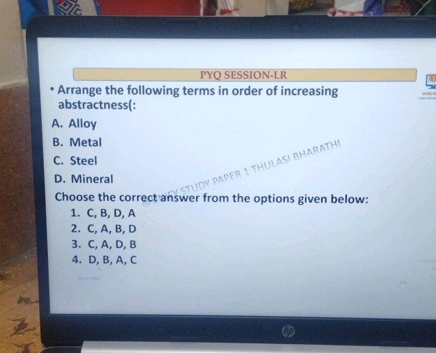 Arrange the following terms in order of | StudyX