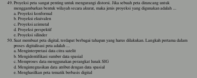 49 Proyeksi peta sangat penting untuk | StudyX