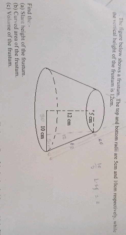 The figure below shows a frustum The top and | StudyX