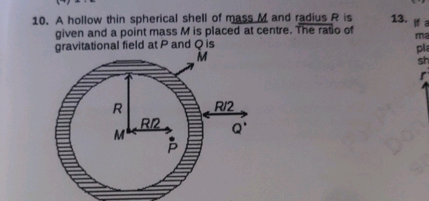 10 A hollow thin spherical shell of mass M | StudyX