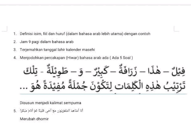 1 Definisi isim fiil dan huruf (dalam bahasa | StudyX