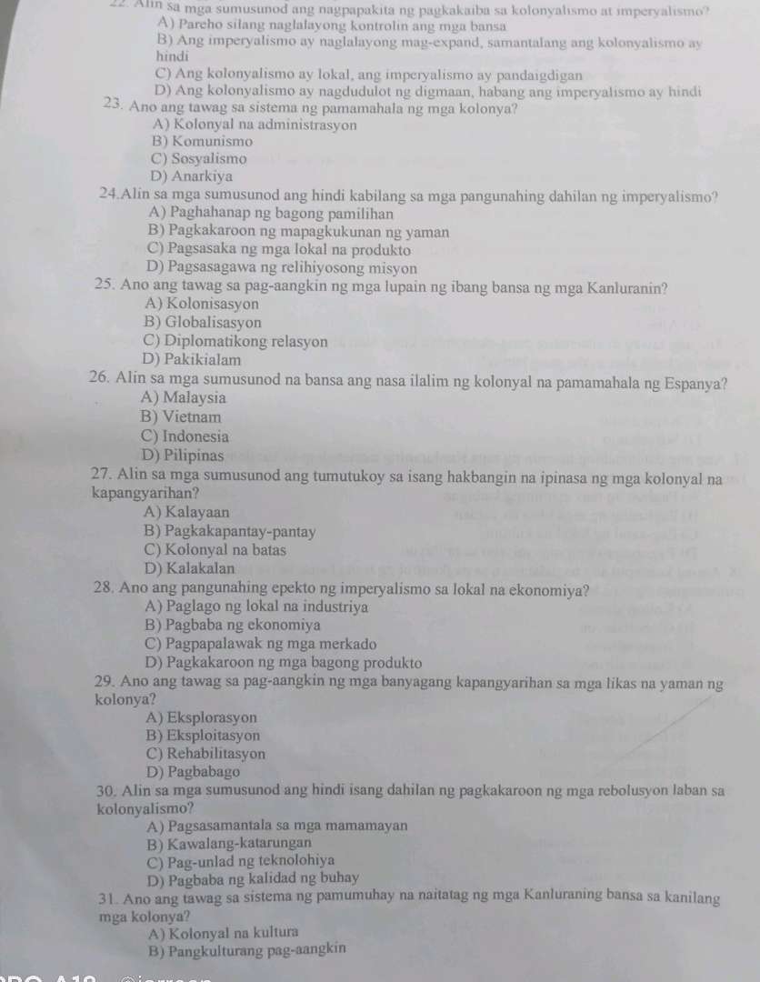 Alin sa mga sumusunod ang nagpapakita ng | StudyX