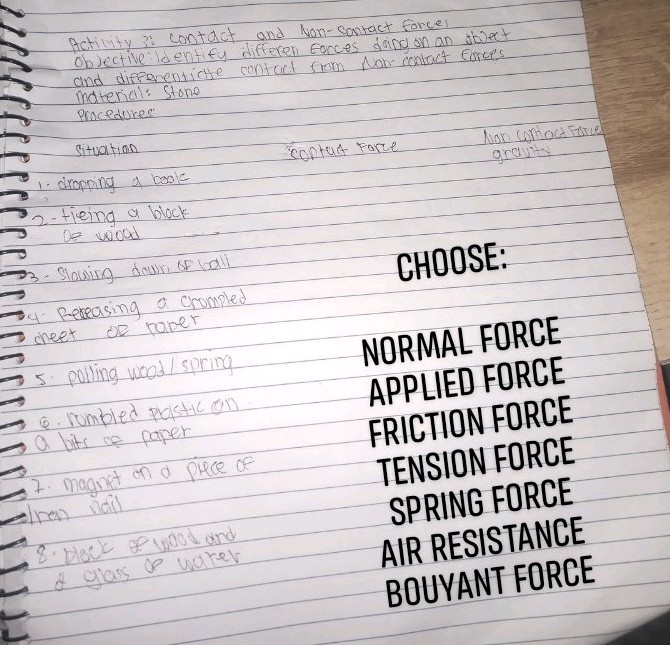 Activity 3 Contact and Non-Contact Forces