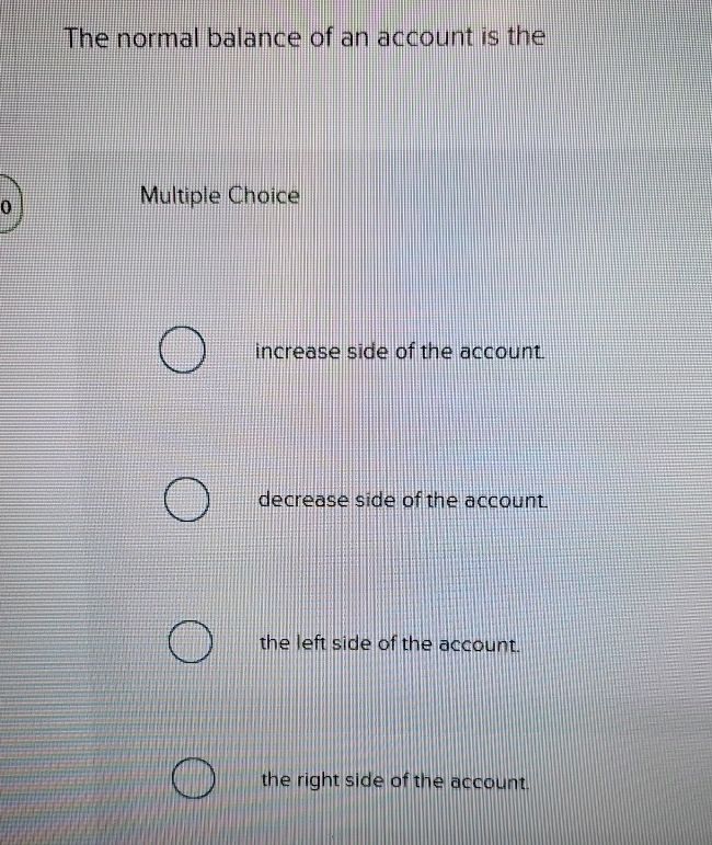 The normal balance of an account is the | StudyX