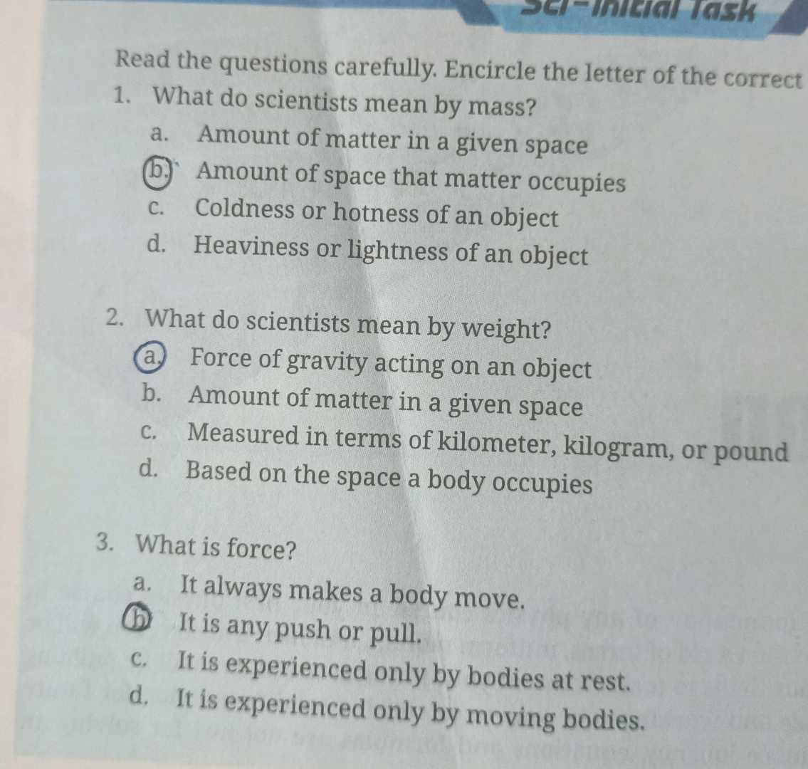 Read the questions carefully Encircle the | StudyX