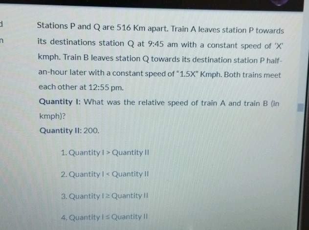 Stations P and Q are 516 Km apart Train A | StudyX