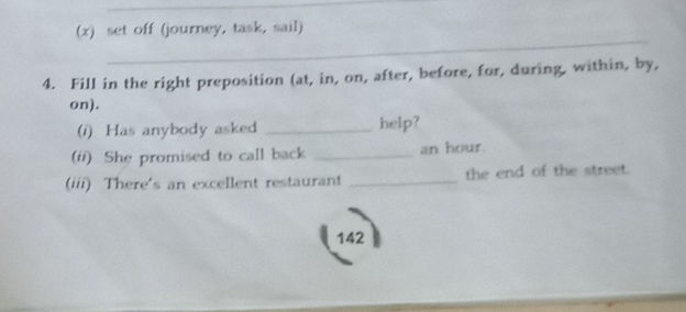 4 Fill in the right preposition (at in on | StudyX