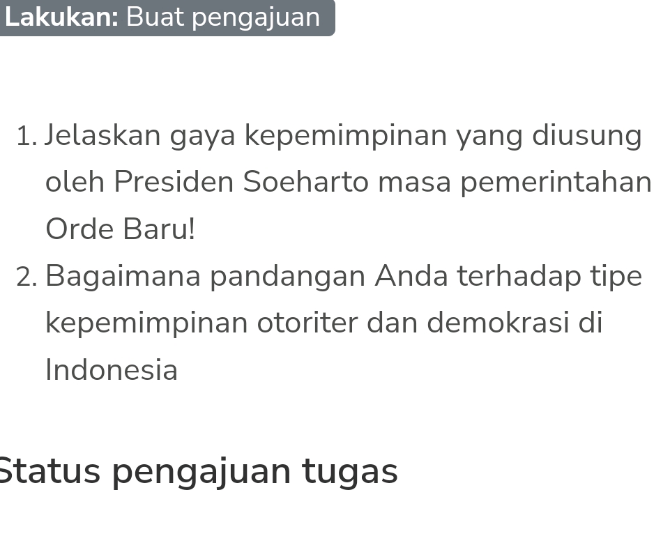 Lakukan Buat pengajuan 1 Jelaskan gaya | StudyX