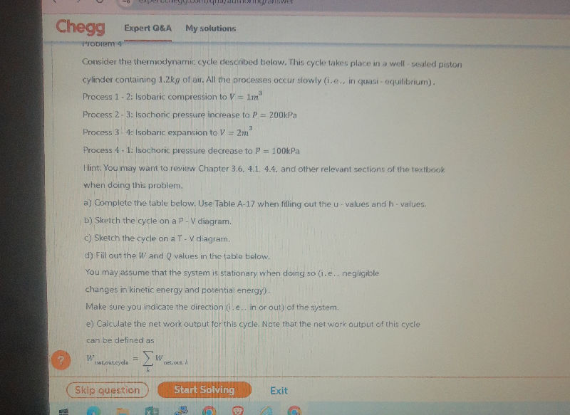 Consider the thermodynamic cycle described | StudyX