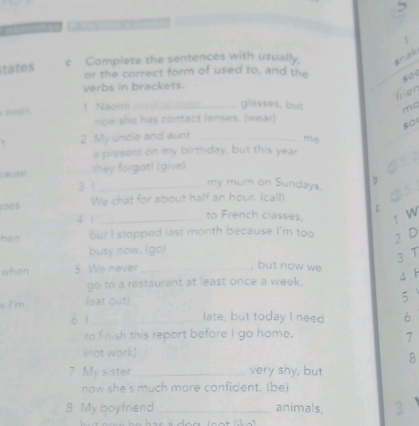 Complete the sentences with usually or the | StudyX