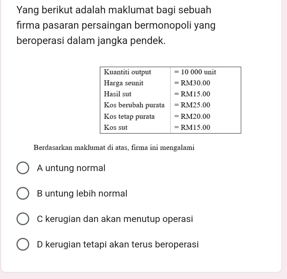 Yang berikut adalah maklumat bagi sebuah | StudyX