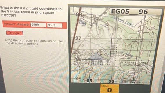 What is the 8 digit grid coordinate to the V