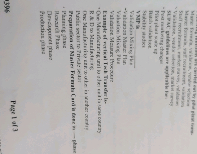 Master formula validation vendor selection | StudyX