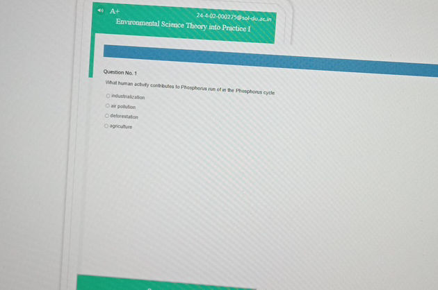 Question No 1 What human activity | StudyX