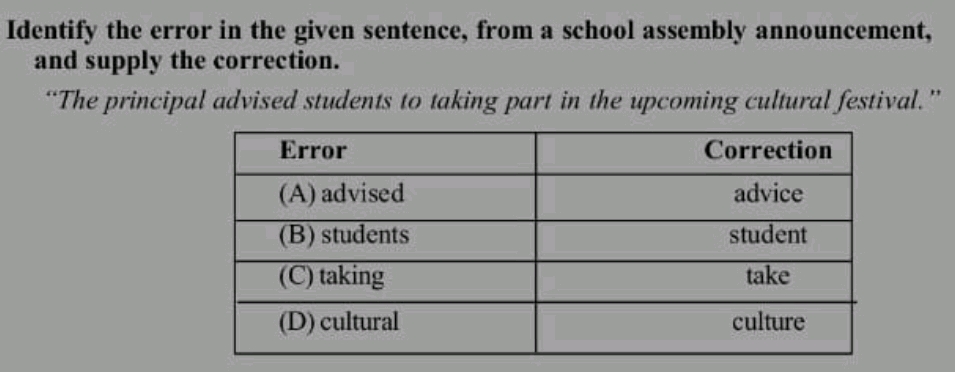 Identify the error in the given sentence | StudyX
