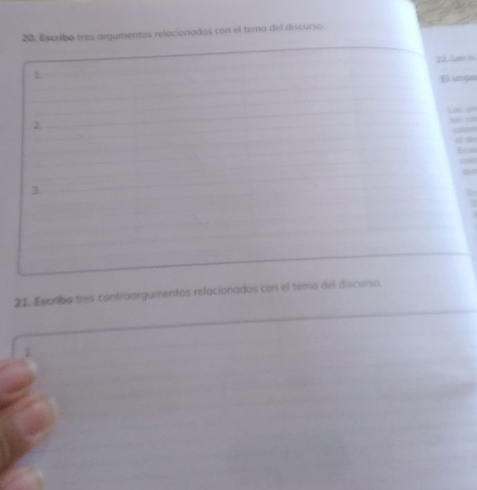 20 Escribo tres argumentos relacionados con | StudyX