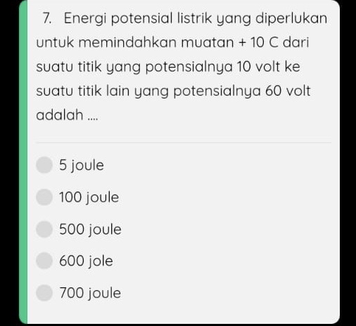 7 Energi potensial listrik yang diperlukan | StudyX