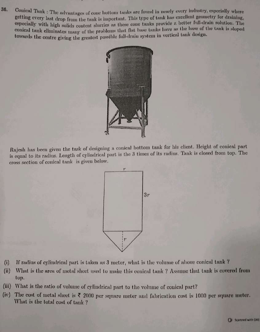 36 Conical Tank The advantages of cone | StudyX