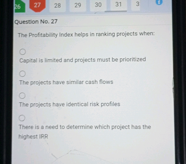 Question No 27 The Profitability Index helps | StudyX