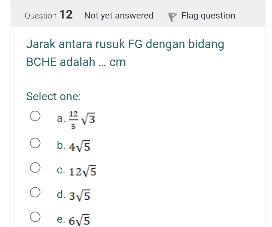 Jarak antara rusuk FG dengan bidang BCHE | StudyX