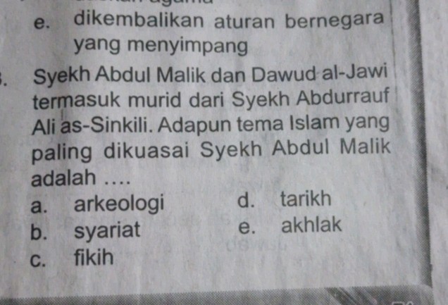 Syekh Abdul Malik dan Dawud al-Jawi termasuk | StudyX