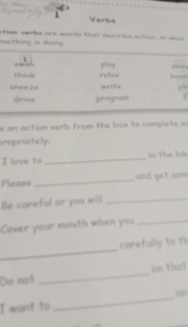 Verbs Action verbs are words that describe | StudyX