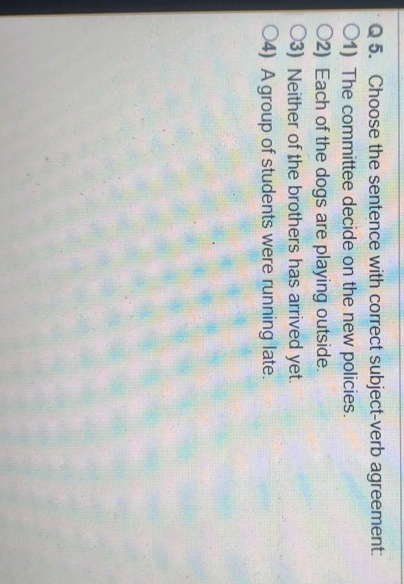 Q5 Choose the sentence with correct | StudyX