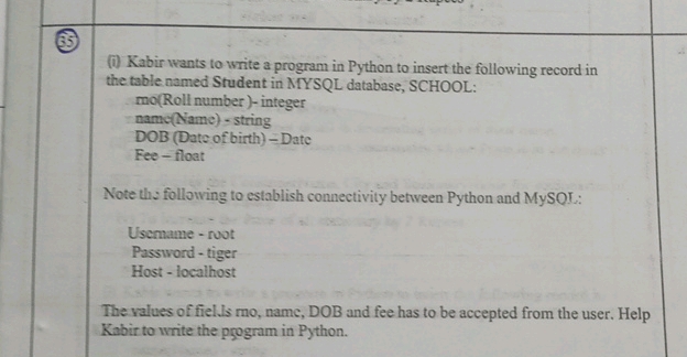 (i) Kabir wants to write a program in Python | StudyX