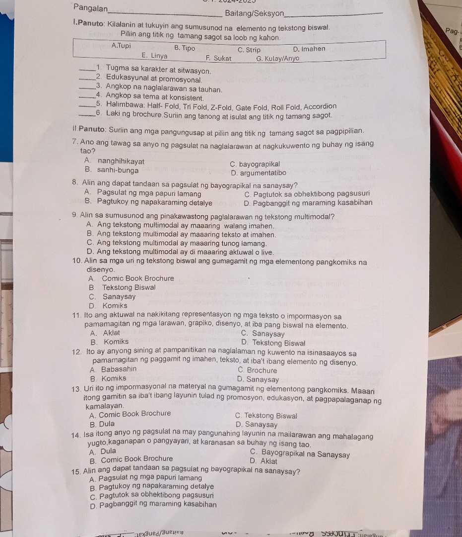 IPanuto Kilalanin at tukuyin ang sumusunod | StudyX