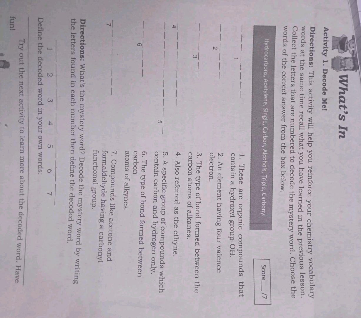 Activity 1 Decode MeDirections This activity | StudyX