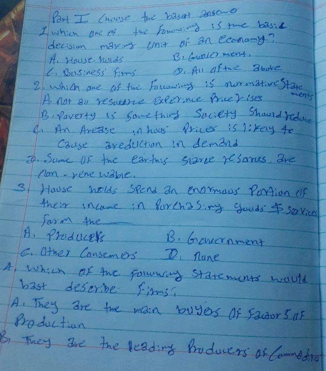 Part I Choose the basest answer 1Which one | StudyX