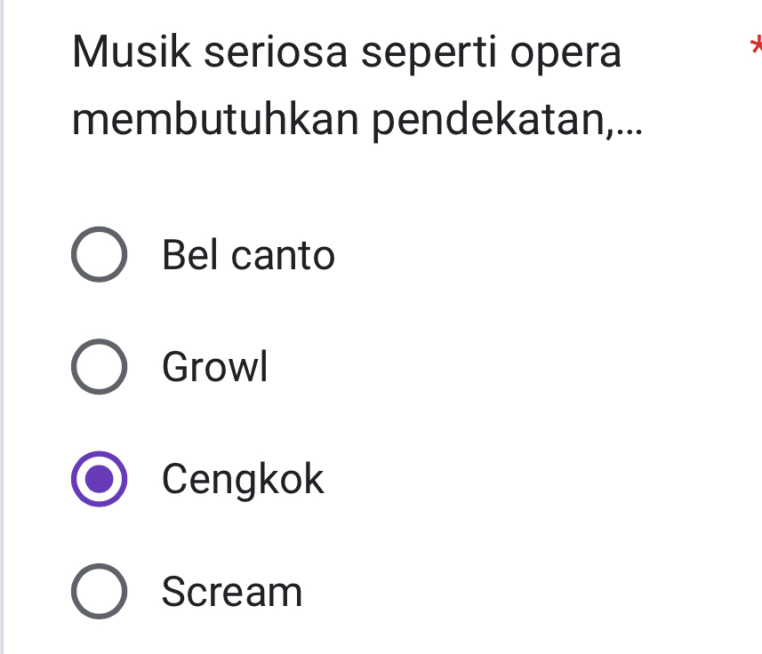 Musik seriosa seperti opera membutuhkan | StudyX