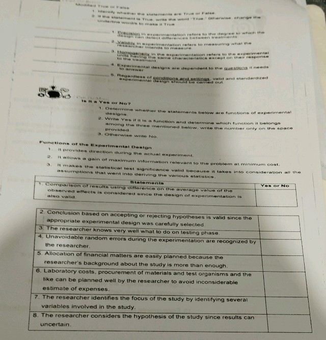 Modified True or False 1 Identify whether | StudyX
