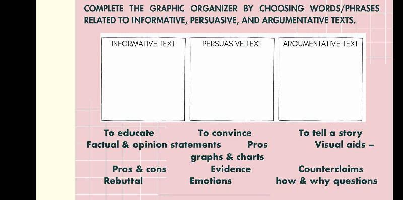 COMPLETE THE GRAPHIC ORGANIZER BY CHOOSING | StudyX