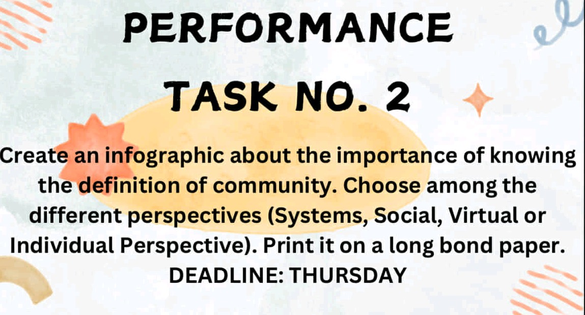 PERFORMANCE TASK NO 2 Create an infographic | StudyX