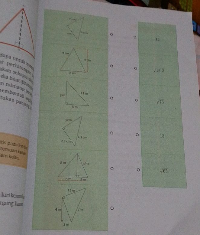 Match the triangles with their hypotenuse | StudyX