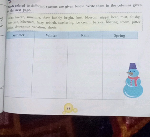 Words related to different seasons are given | StudyX