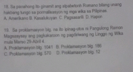 18 Sa panahong ito ginamit ang alpabetong | StudyX