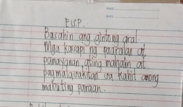 ESP Basahin ang gintong aral Mga kasapi ng | StudyX