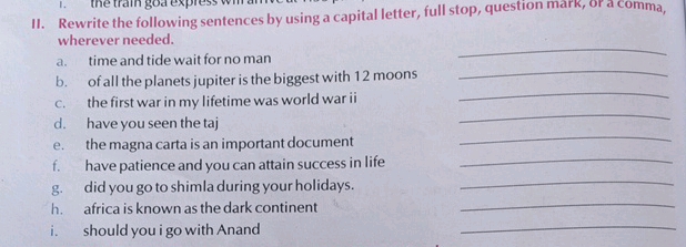 II Rewrite the following sentences by using | StudyX