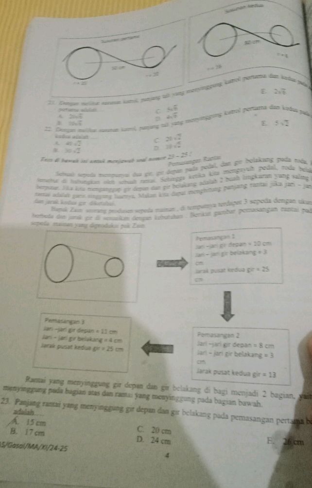 23 Panjang rantai yang menyinggung gir depan | StudyX