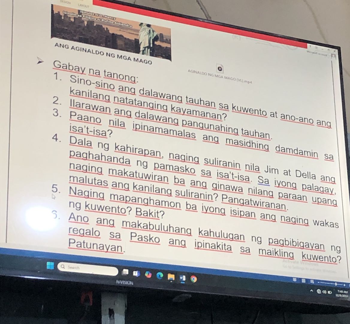 ANG AGINALDO NG MGA MAGO Gabay na tanong 1 | StudyX