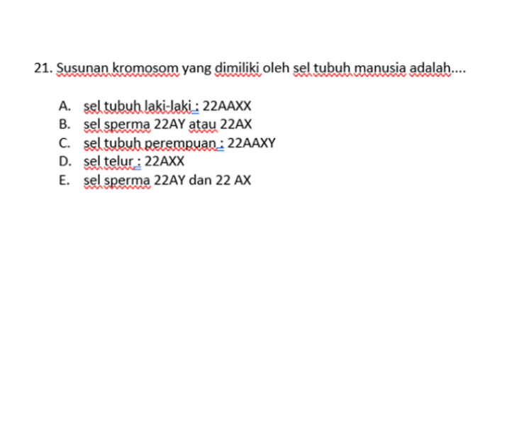 21 Susunan kromosom yang dimiliki oleh sel | StudyX