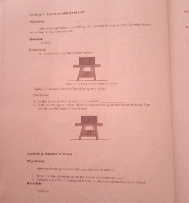 Activity 1 Forces on objects at rest | StudyX