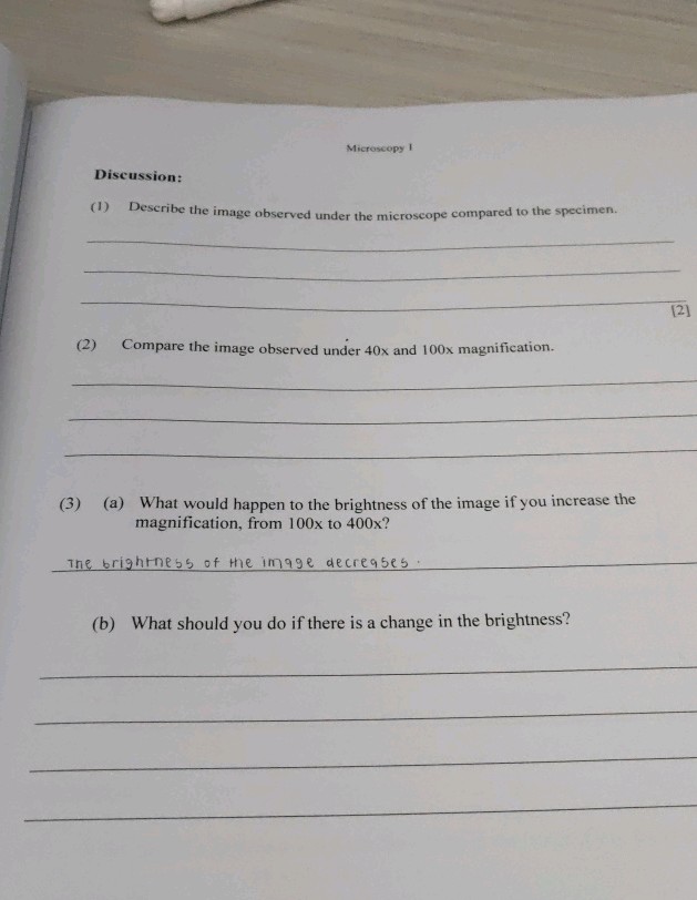 Microscopy I Discussion (1) Describe the | StudyX